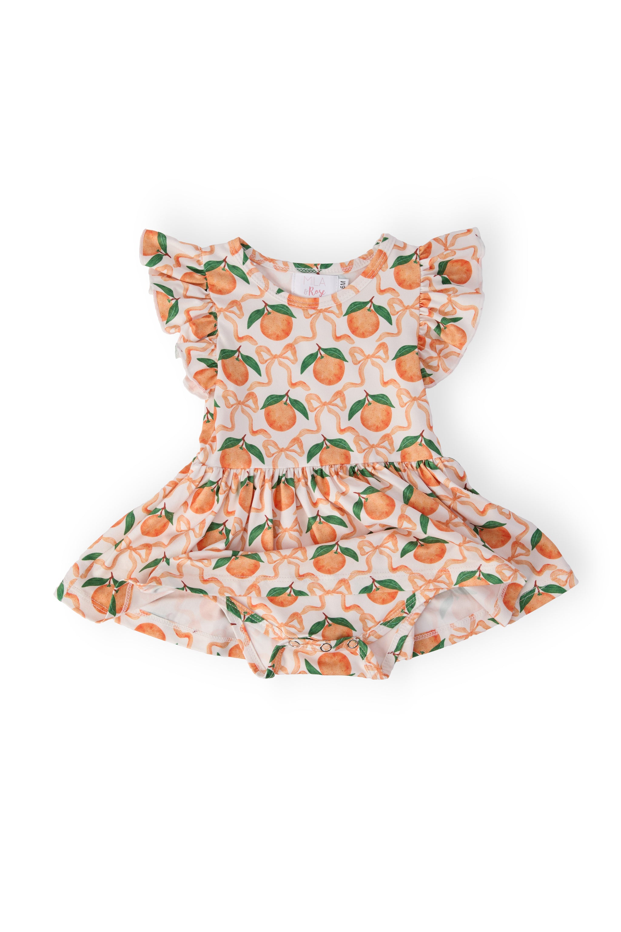 Orange Orchard S/S Flutter Twirl Bodysuit | Mila & Rose