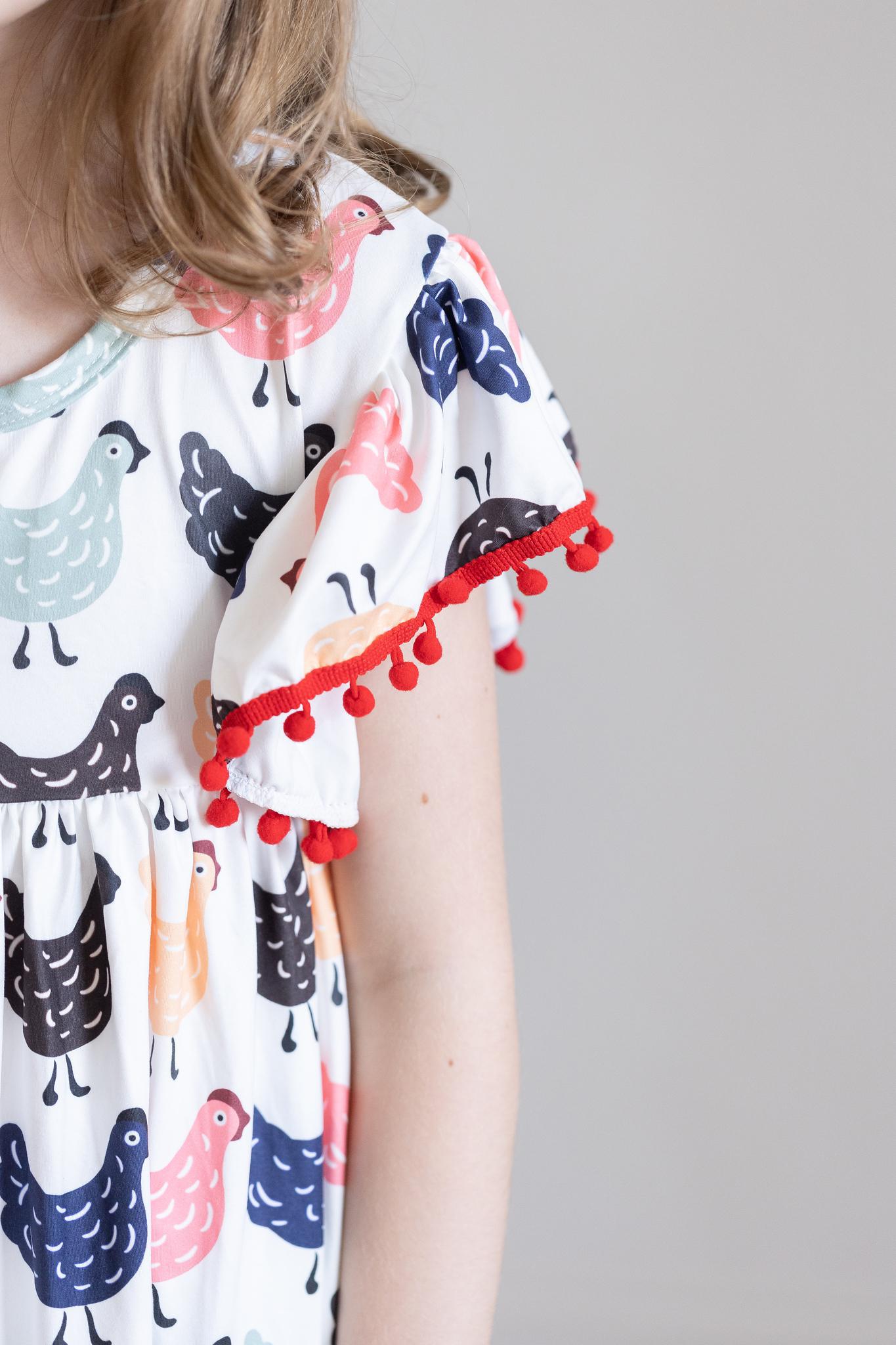 Little Red Hen 3/4 Sleeve Pocket Twirl Dress | Mila & Rose